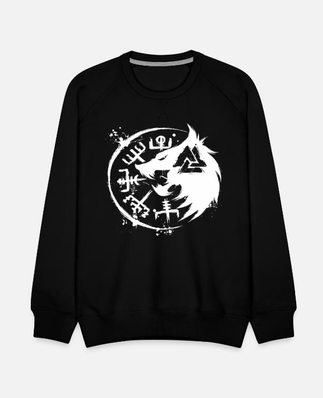 Fenrir Wolf, Vegvisir, Valknut on Men's Premium Sweatshirt – Norse ...