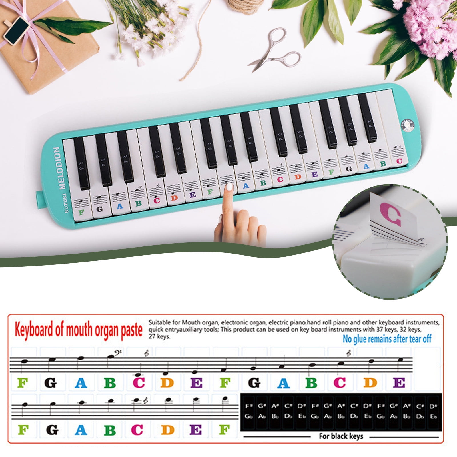 FensXil Stickers Piano Key-Removable Keyboard Sticker Transparent Piano ...