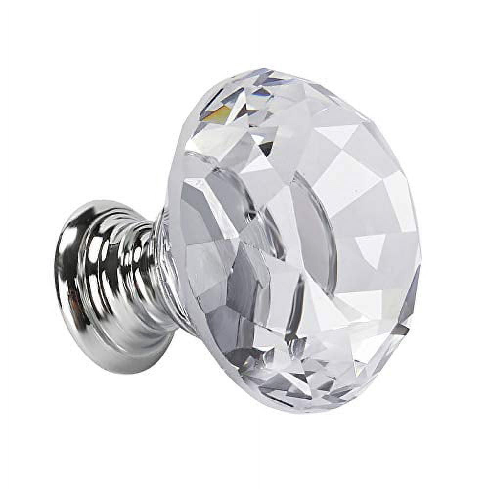 Fensing 20 Pcs 30MM Crystal Clear Glass Cabinet Dresser Knobs Diamond ...