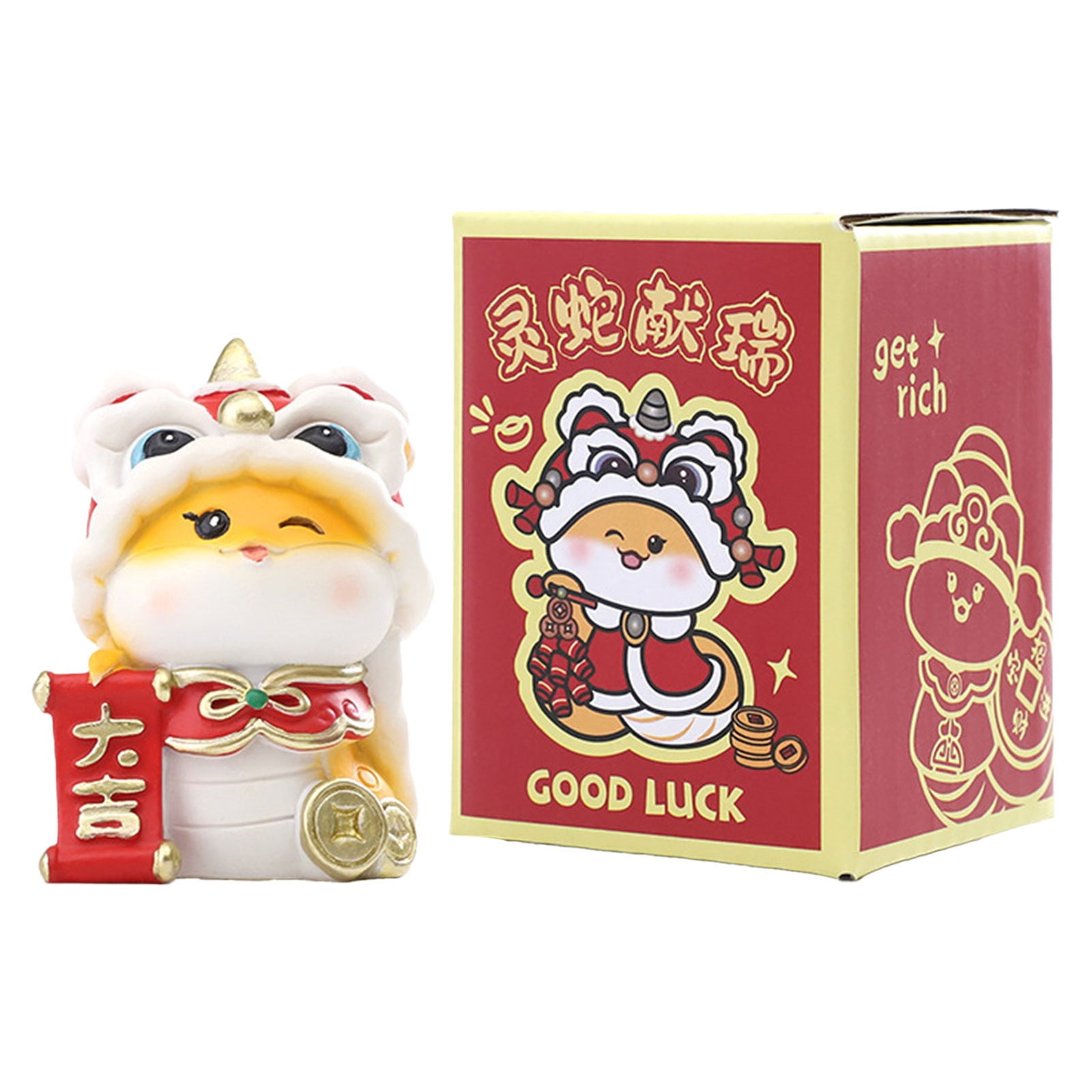 Fenteer Cute Snake Statue Chinese Feng Shui Figurine Cute Adornment ...