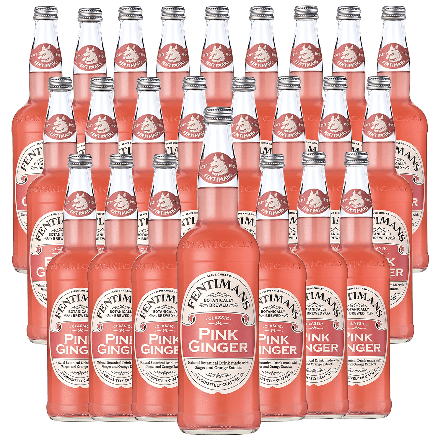 Fentimans Botanically Brewed Pink Ginger Sparkling Soda, 25 Pack, 9.3 ...