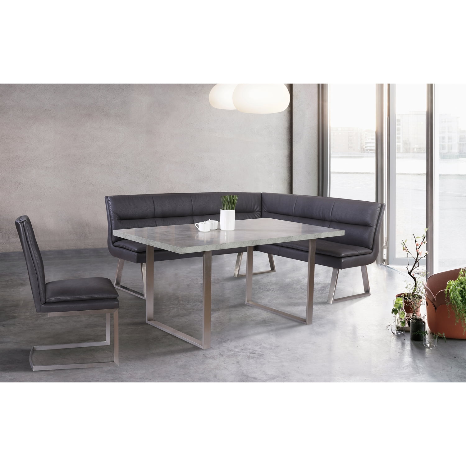 Fenton Contemporary Corner Nook-Finish:Brushed Stainless Steel,Material ...