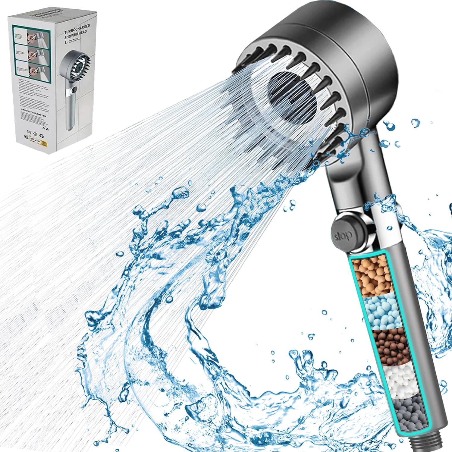 Fenxyo Filtered Shower Head, High Pressure Detachable Handheld Shower ...