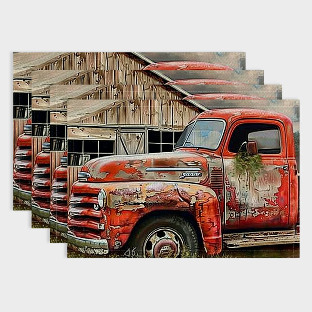 Fenyluxe 4-Piece Barn Table Mats Linen Western Meal Table Pad for ...