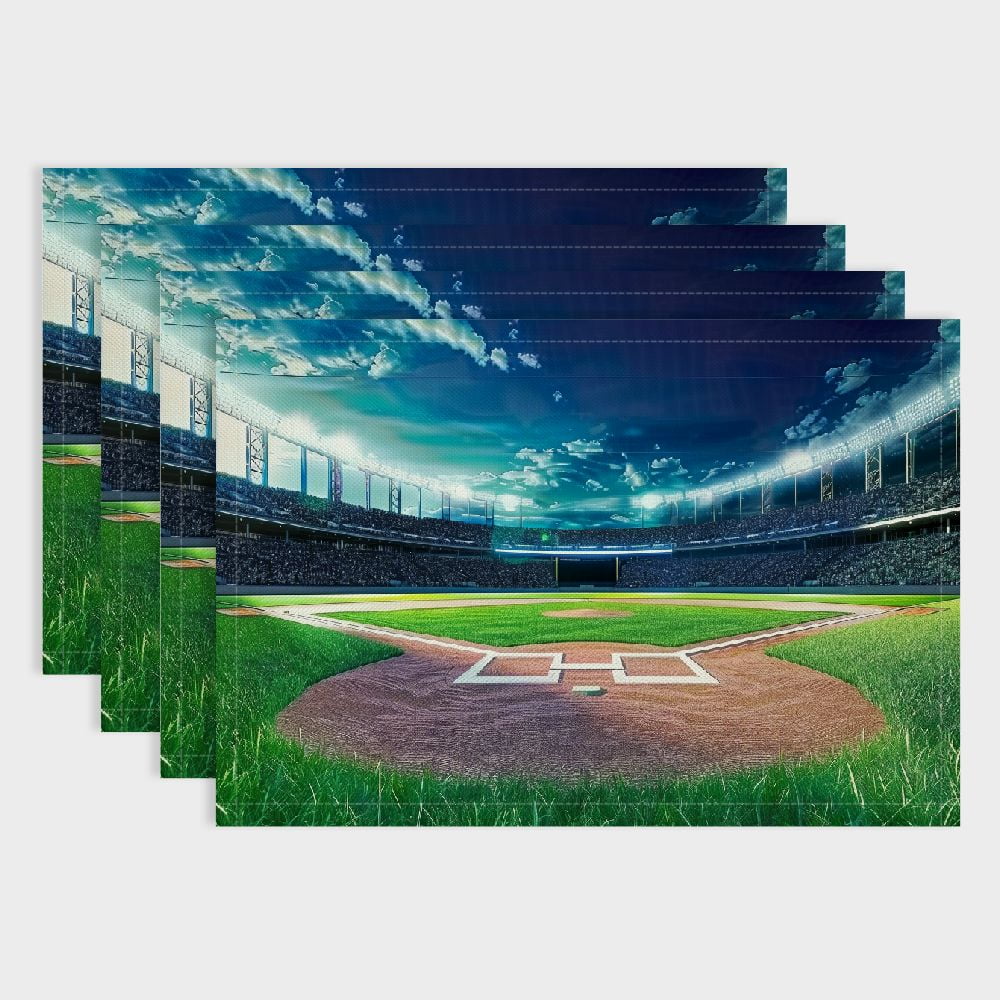 Fenyluxe 4pcs Baseball Field Stadium Digital Rendering Dining Table ...