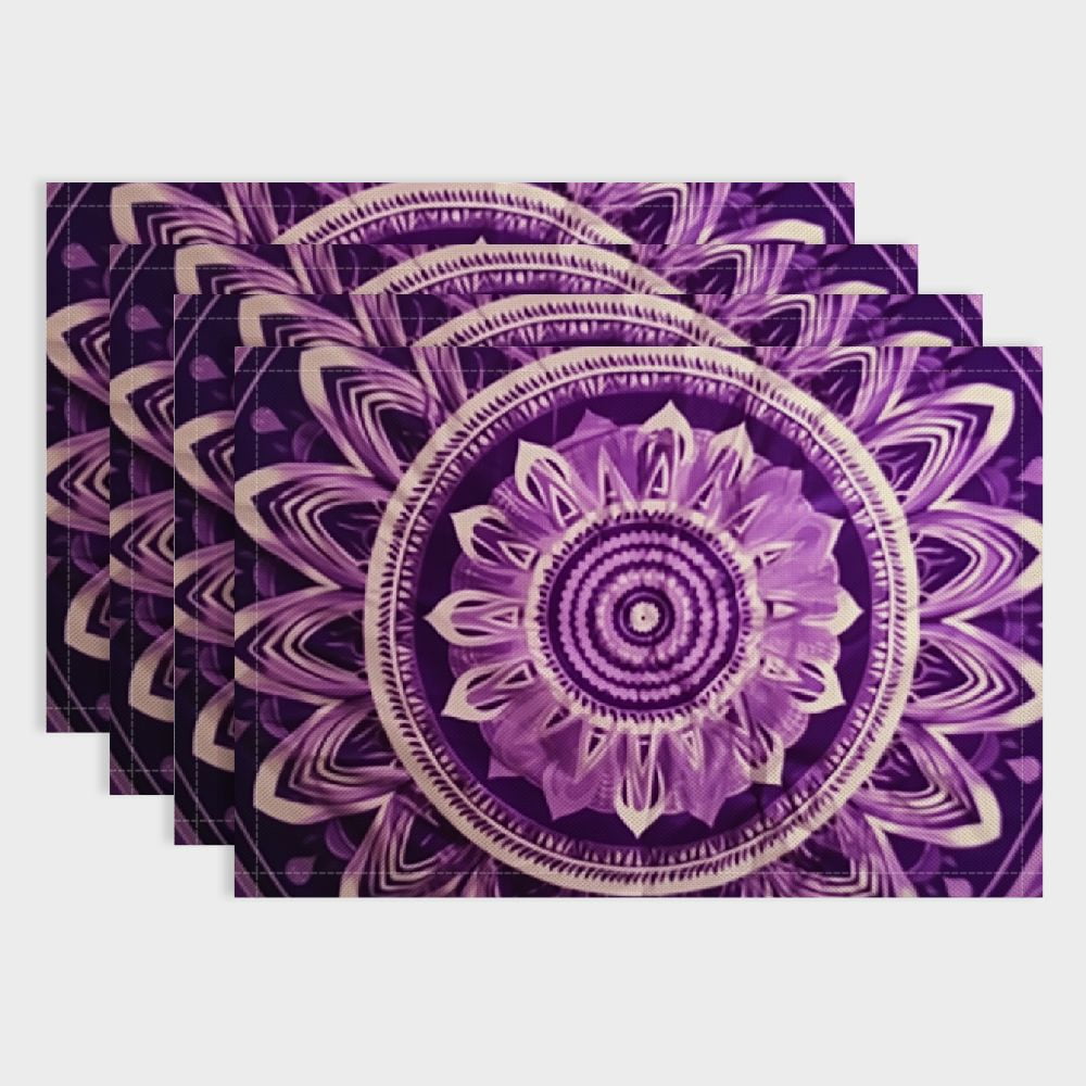 Fenyluxe 4pcs Psychedelic Art Linen Cloth Placemat Set for Dining ...