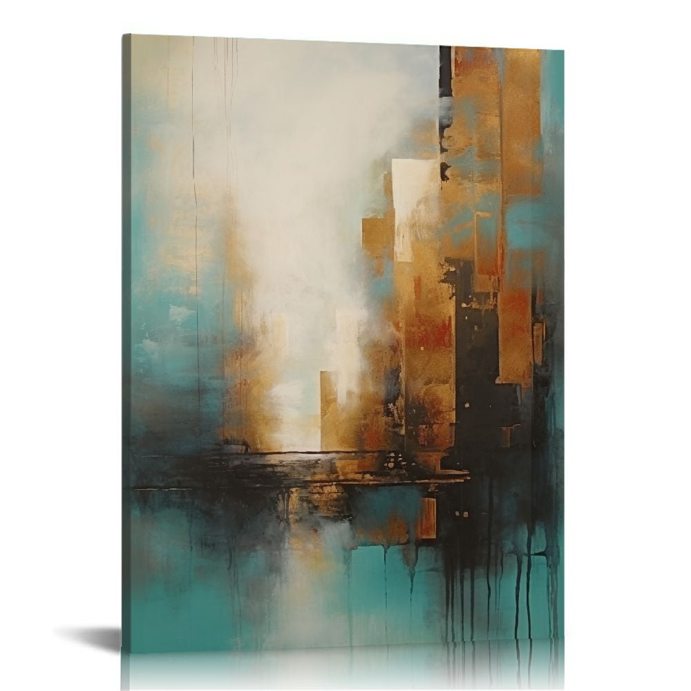 Fenyluxe Abstract Urban Wall Art Teal And Brown Abstract Pictures ...