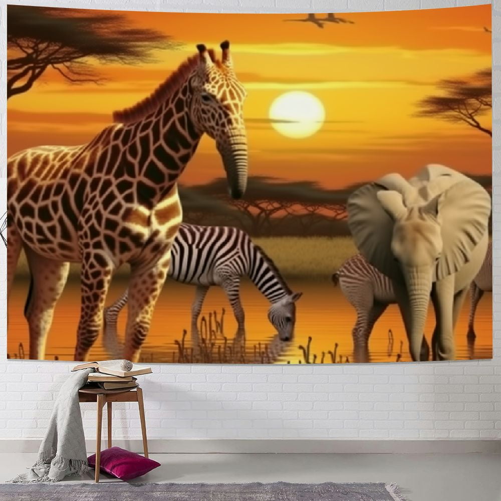 Fenyluxe African Animals Tapestry Tropical Forest Tapestry Grassland ...