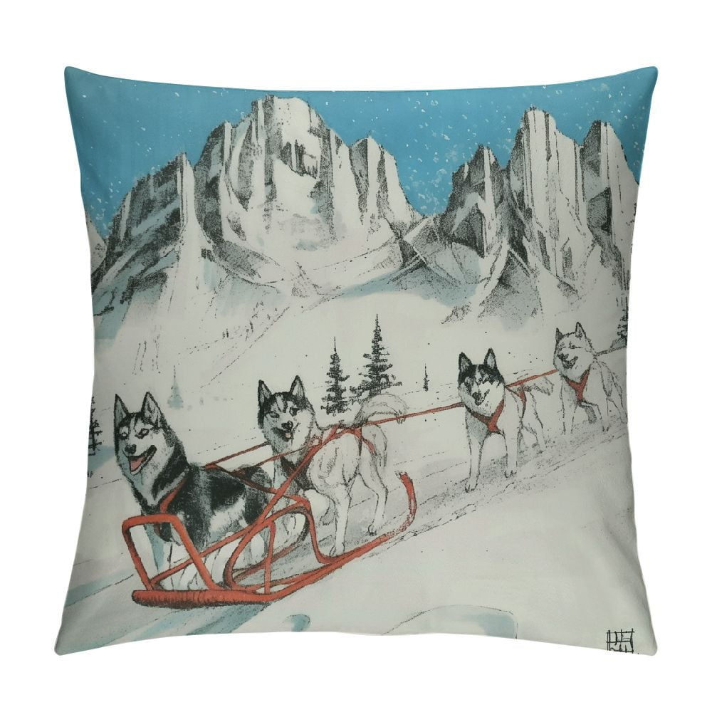 Fenyluxe Alaskan Malamute Throw Pillow Cushion Cover, Mountain ...