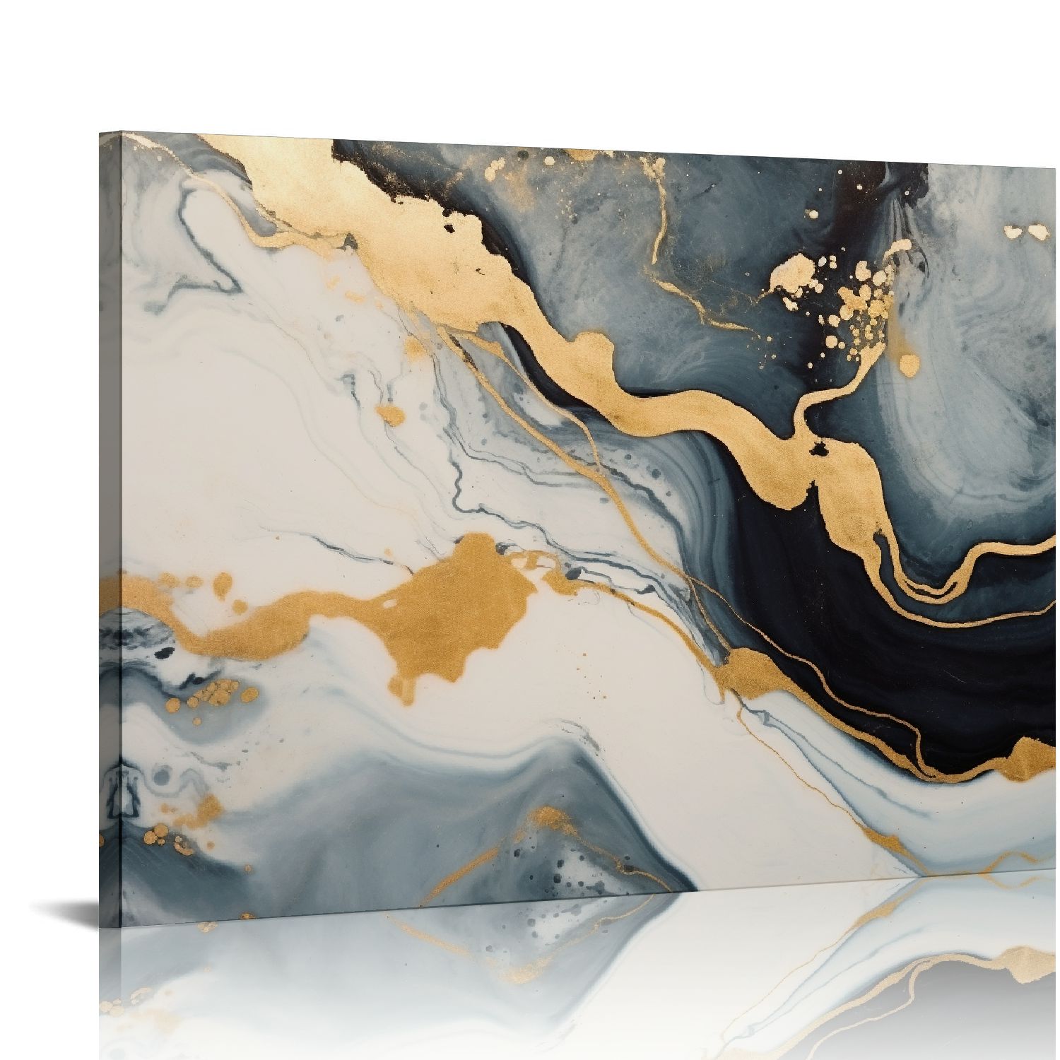 Fenyluxe Art Modern Canvas Prints Marbled Surface with Gold and Black ...