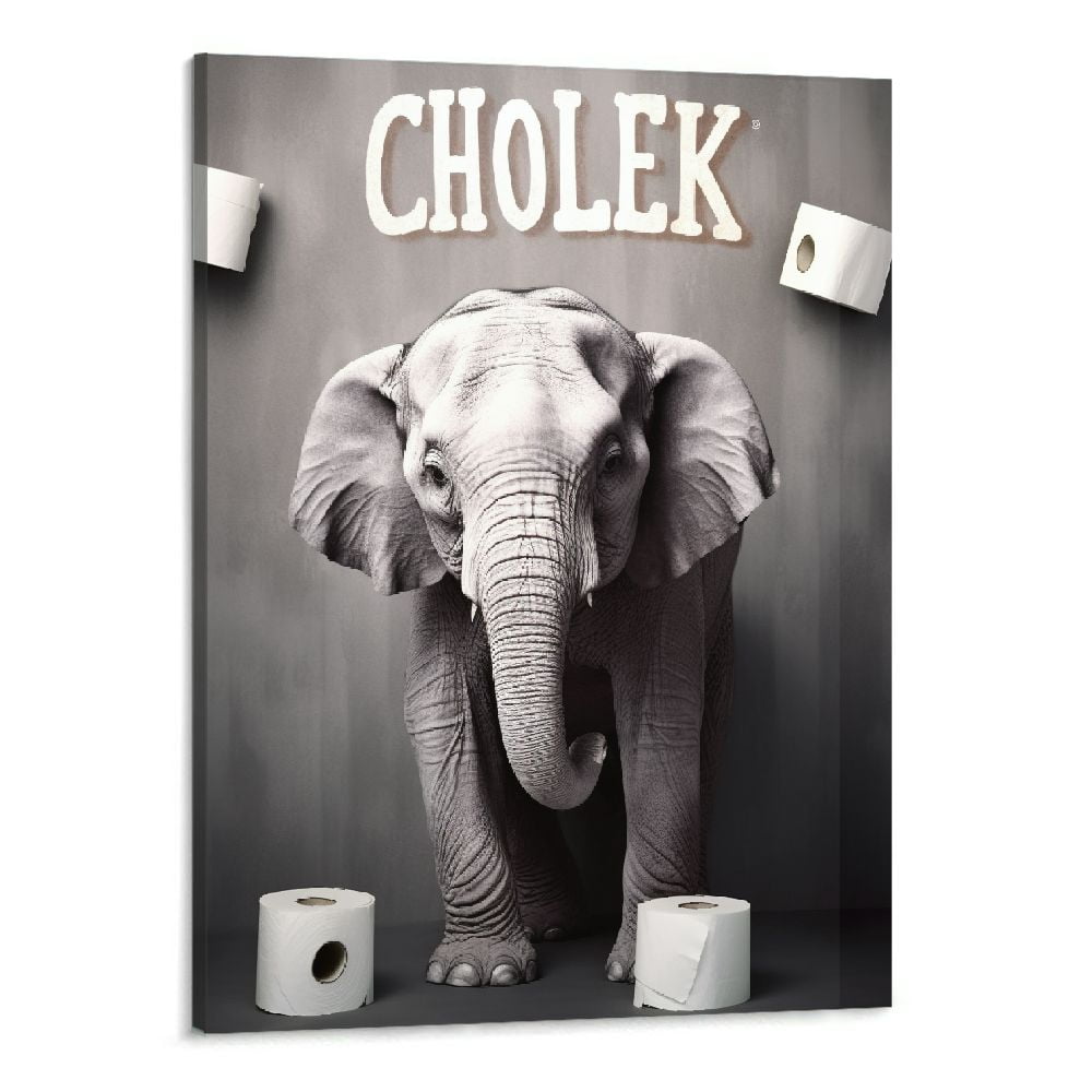 Fenyluxe Bathroom Elephant Wall Art Black & White Wall Decor Hello ...
