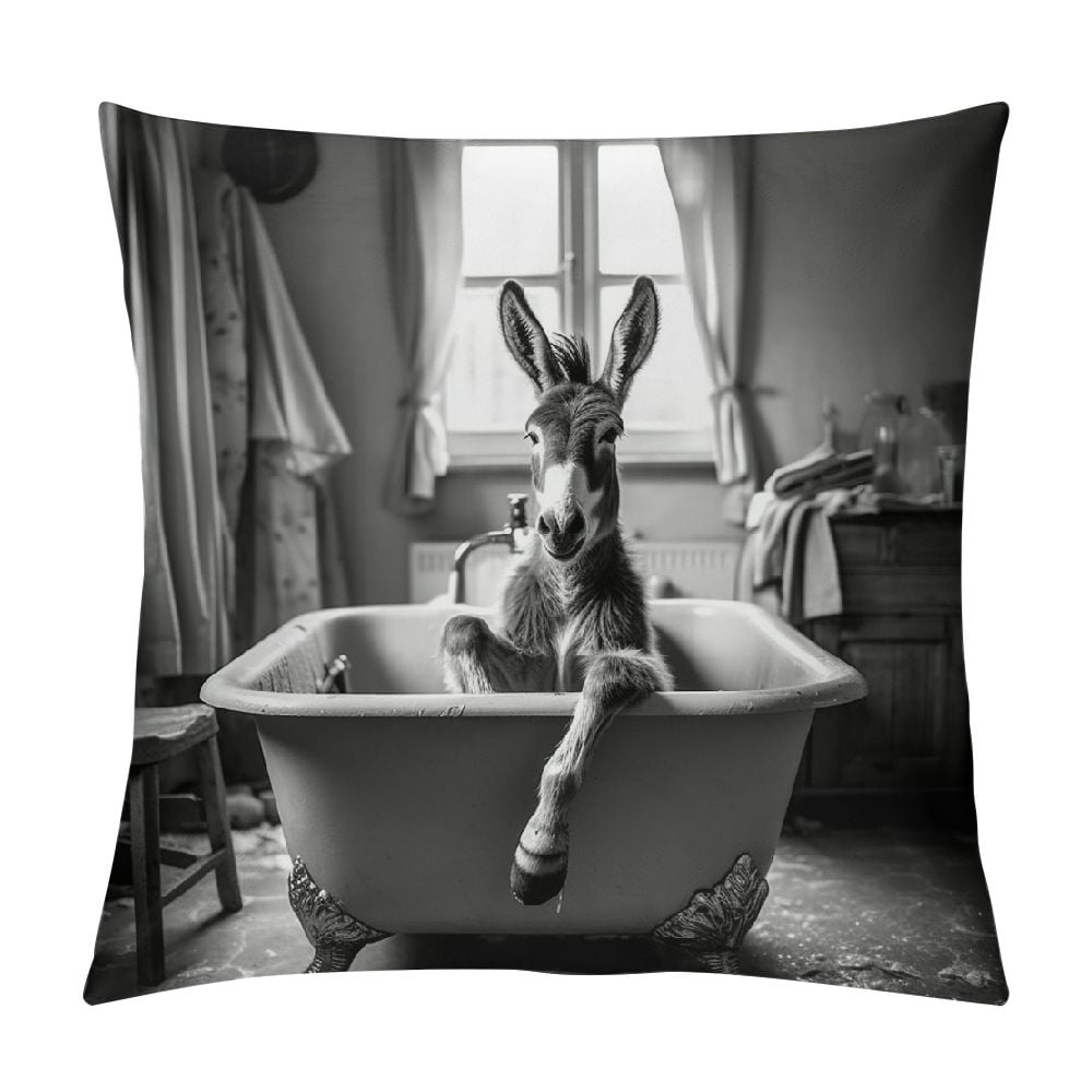 Fenyluxe Bathtub Donkey Art Fashion Style Dirt-Resistant Throw Pillow ...