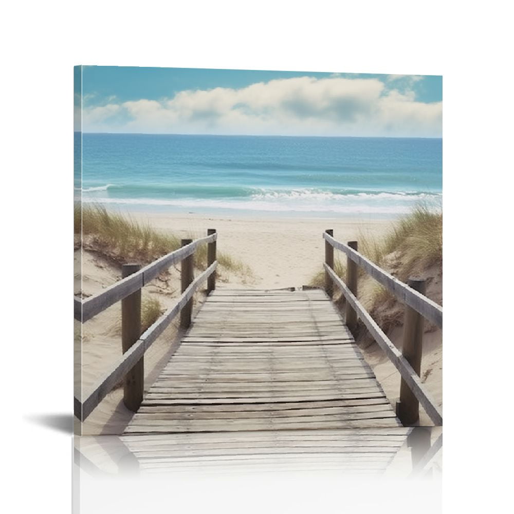 Fenyluxe Beach Ocean Wooden Walkway Art Modern Canvas Prints Ready to ...