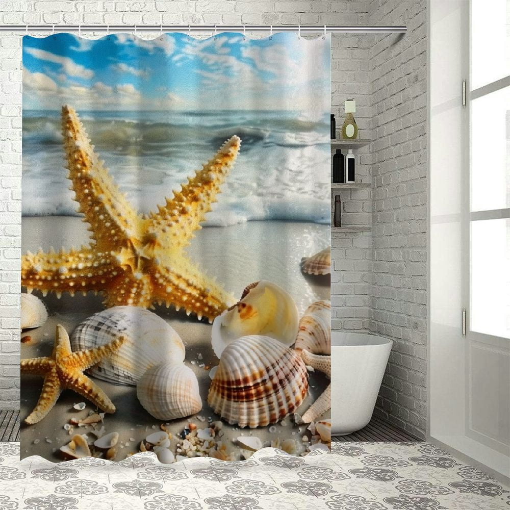 Fenyluxe Beach Themed Bath Curtain Coastal Cabin Shower Curtain, Cute ...
