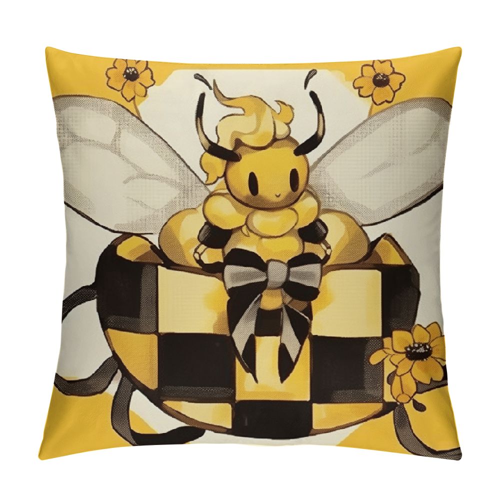 Fenyluxe Bee Happy Bee Kind Throw Pillow Covers, Honey and Bee Summer ...
