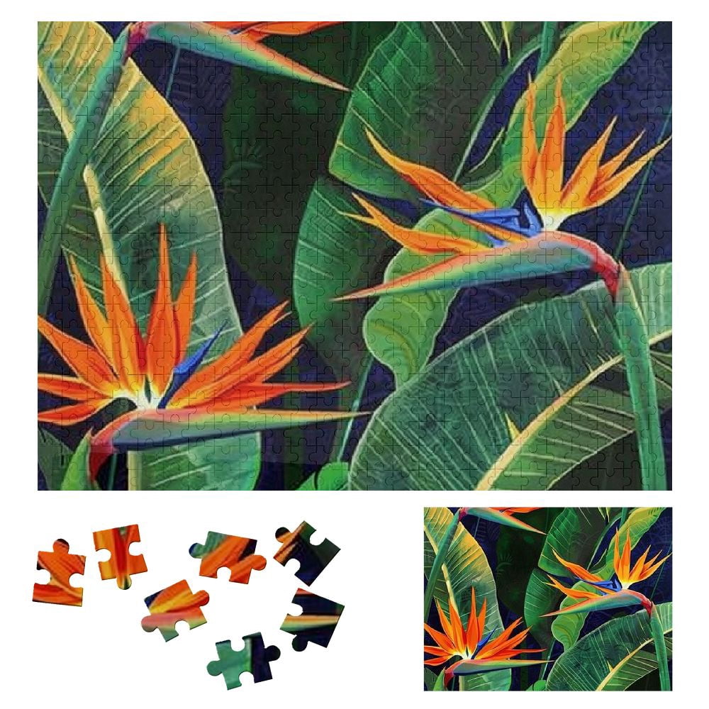 Fenyluxe Bird of Paradise, Leaves, Flowers Wooden Jigsaw Puzzle ...