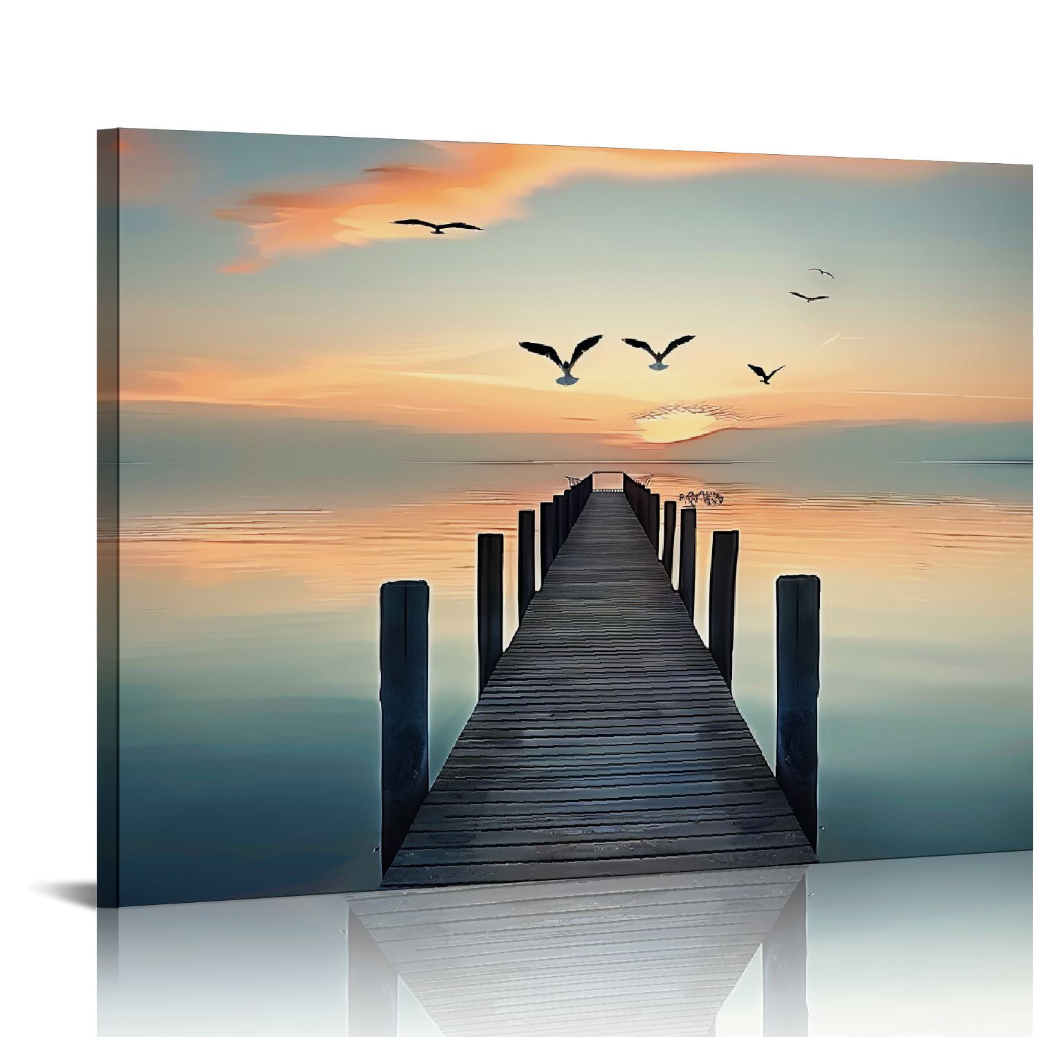 Fenyluxe Birds Sunset Pier Wall Art Decor for Bedroom and Kitchen ...