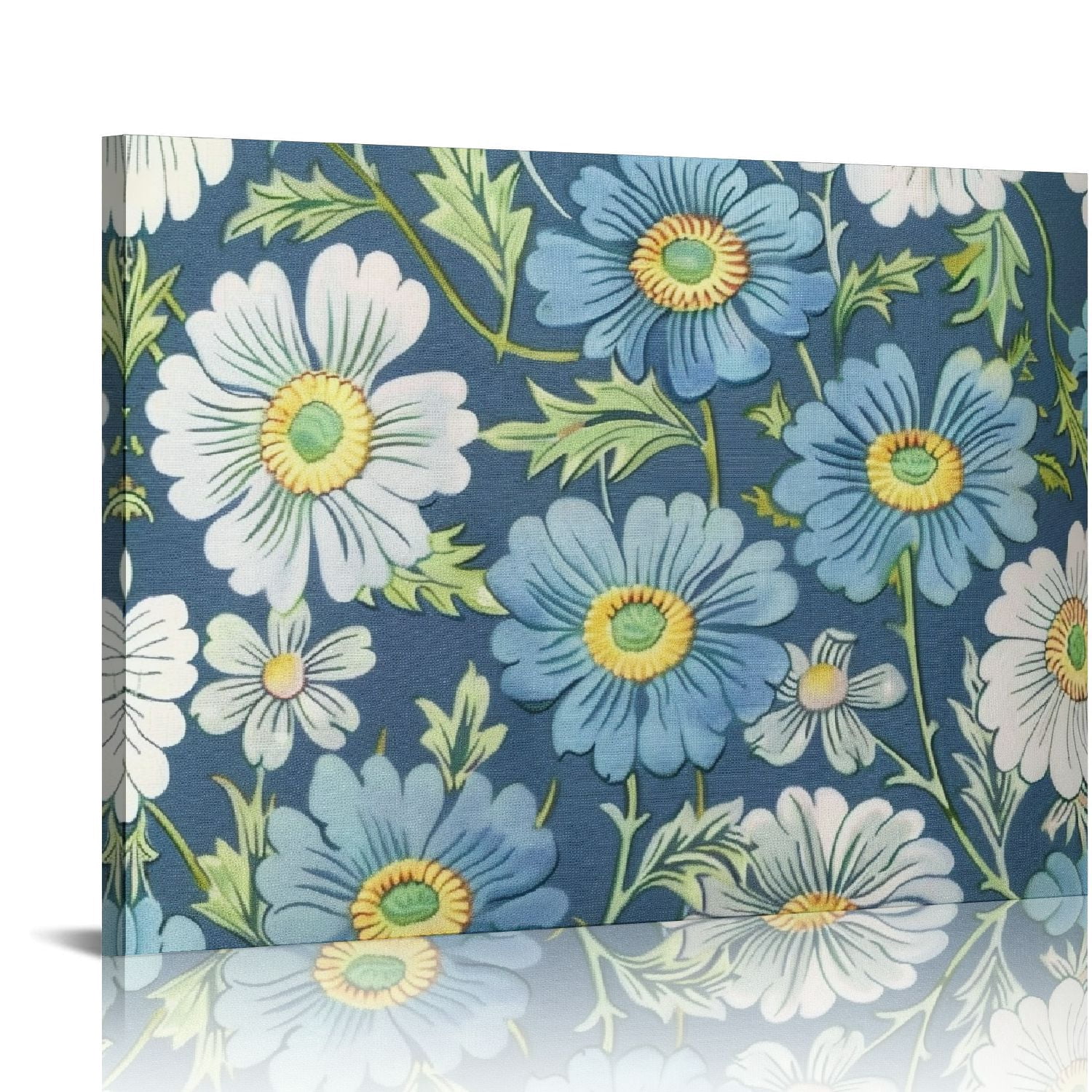 Fenyluxe Blue Flowers Arts and Crafts Movement Canvas Wall Art for Home ...