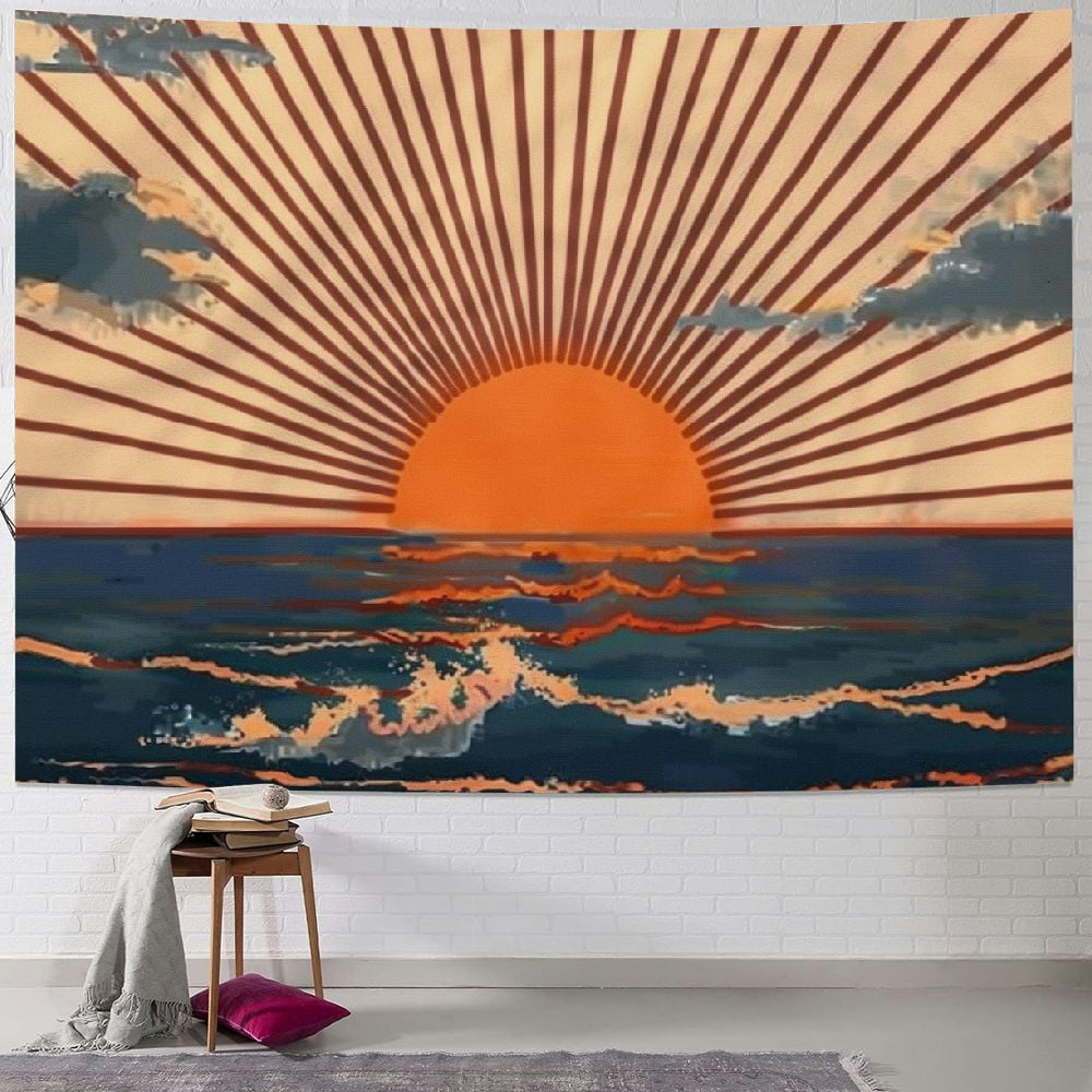 Fenyluxe Boho Sun Horizontal Sunset Sunrise Abstract Tapestry, 70s ...