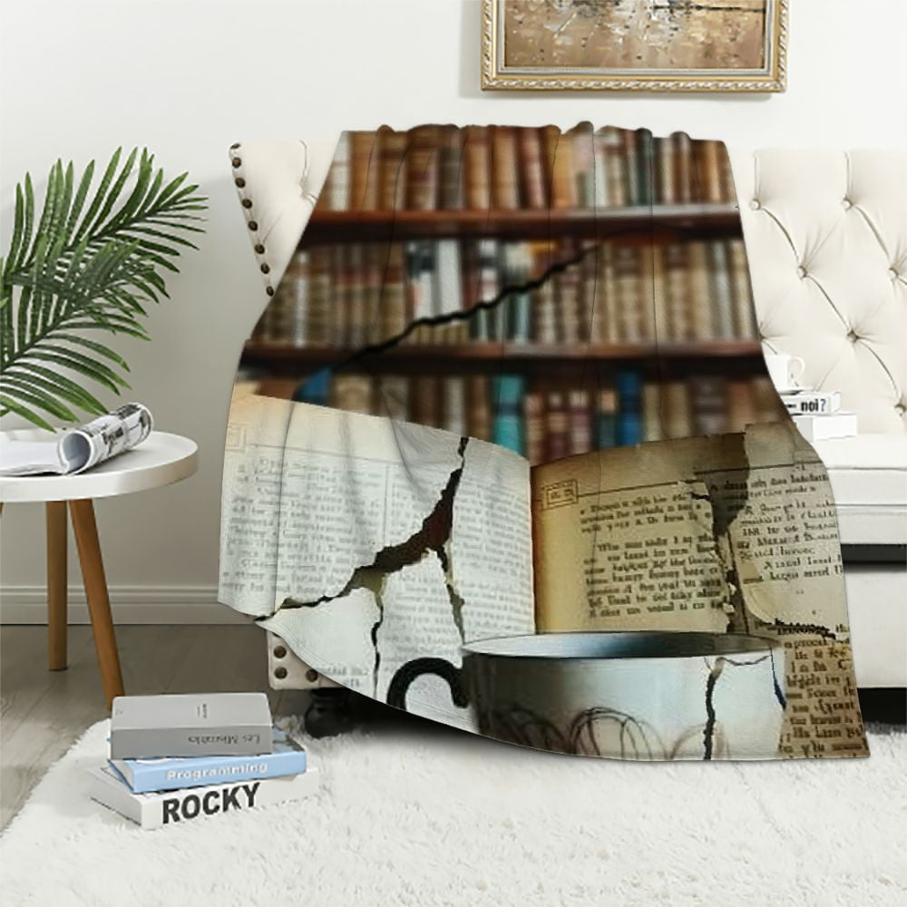 Fenyluxe Book Lovers Gifts Blanket Flannel Reading Librarian Coffee ...