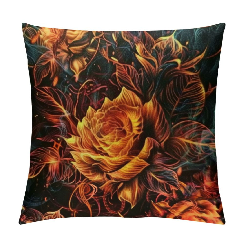 Fenyluxe Burning Roses Pillow Cover for Valentine's Day,Flame Rose ...