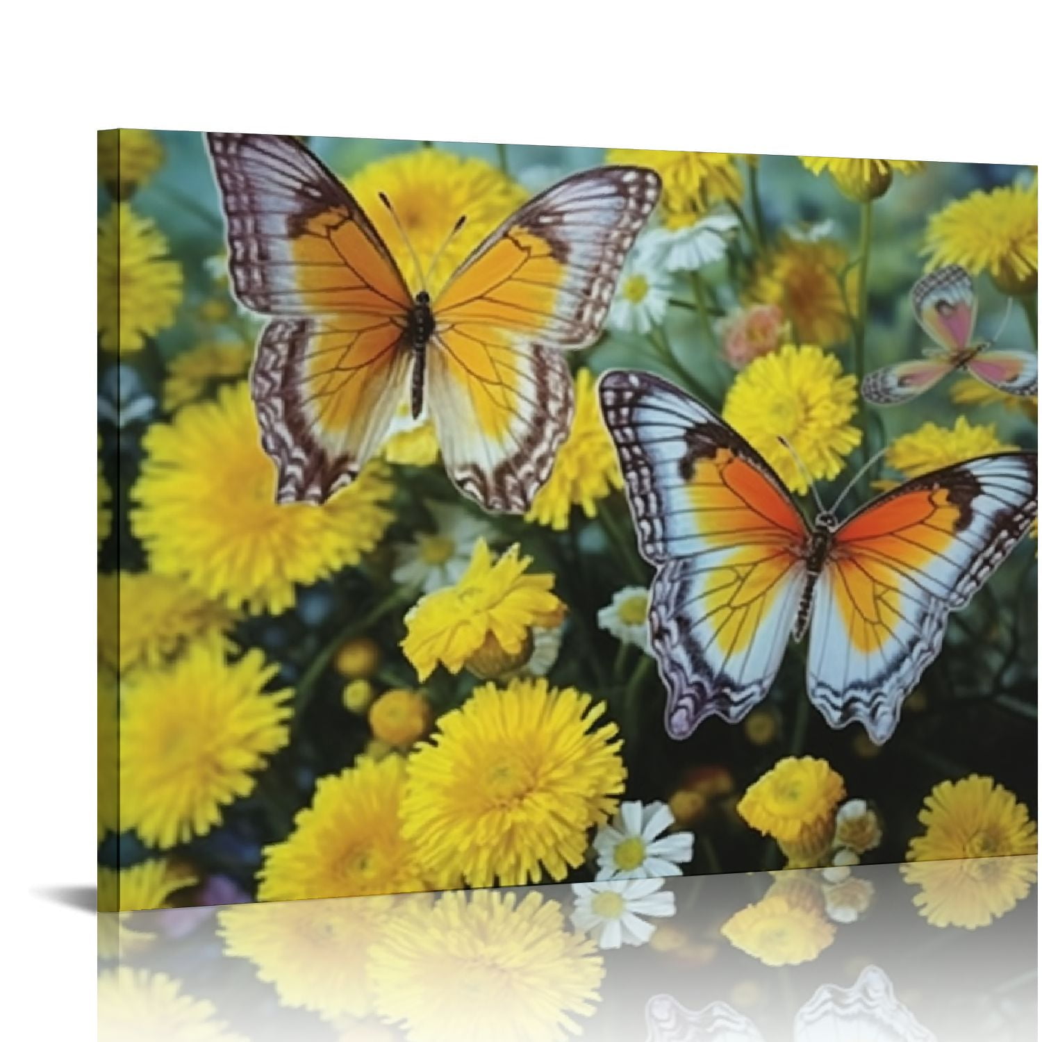 Fenyluxe Butterflies Flowers Nature Canvas Wall Art Ready To Hang ...