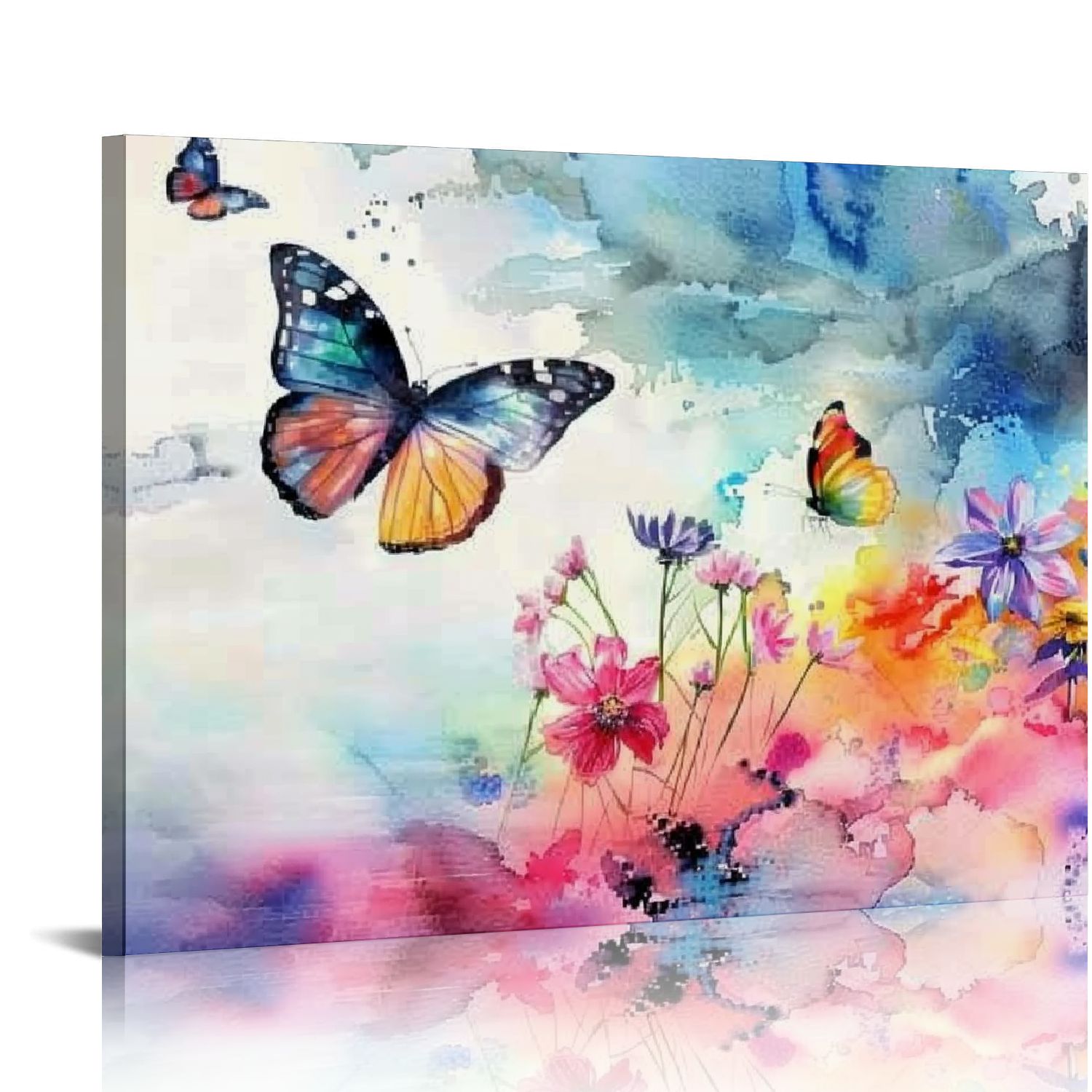 Fenyluxe Butterfly Flowers Sky Canvas Wall Art Decor Ready to Hang for ...