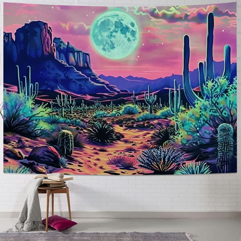 Fenyluxe Cactus Tapestry Sun Mountain Tapestry Desert Sunset Wall ...