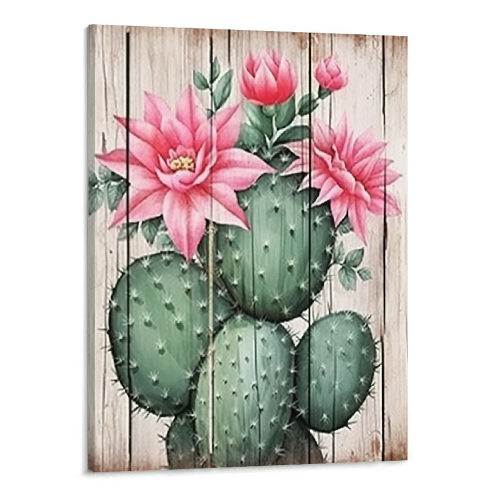 Fenyluxe Cactus Wall Art Canvas Cacti Pictures Green Plants Painting ...