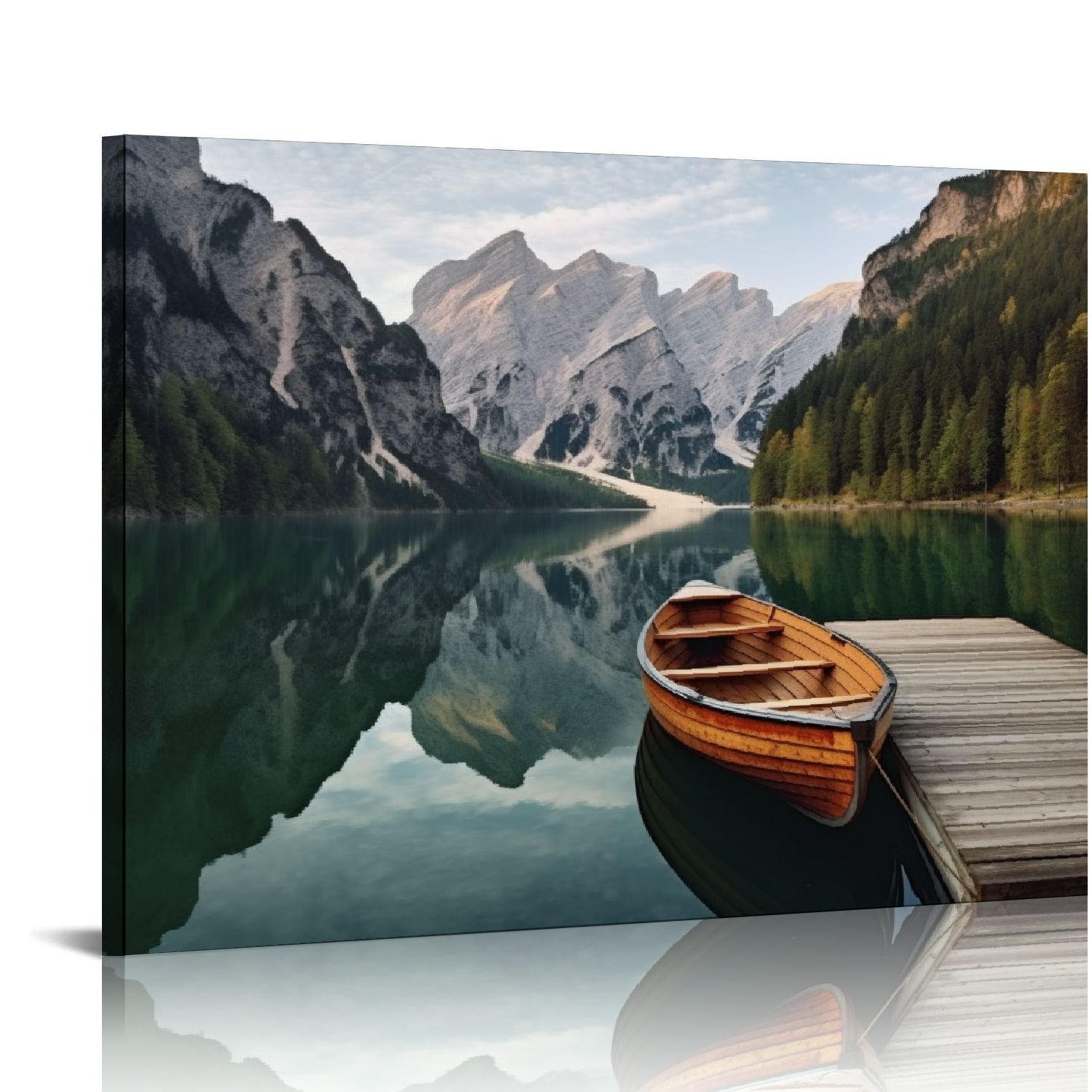 Fenyluxe Canvas Print Wall Decorations Boat Pier Mountains Art Modern ...