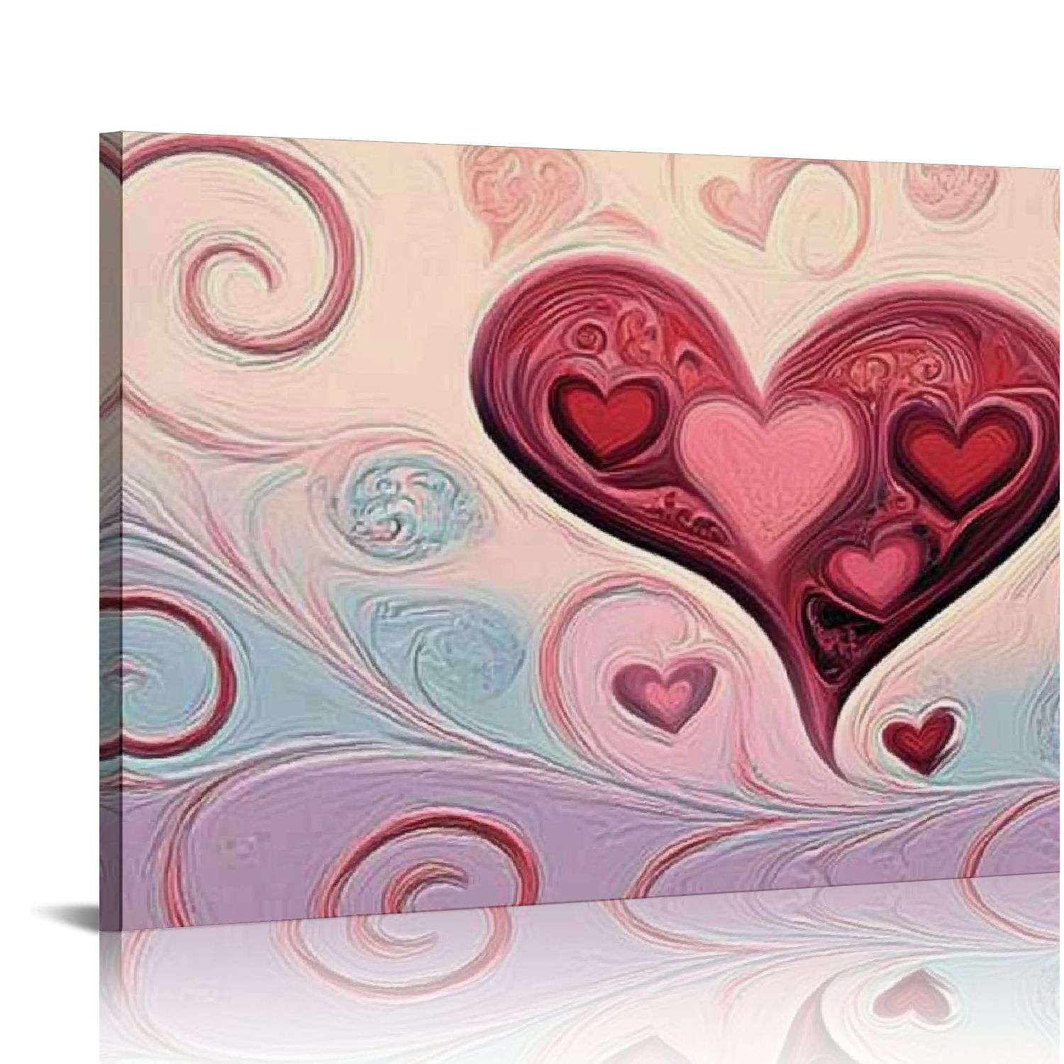 Fenyluxe Canvas Prints Wall Art Hearts Swirls Paintbrush Art Living ...