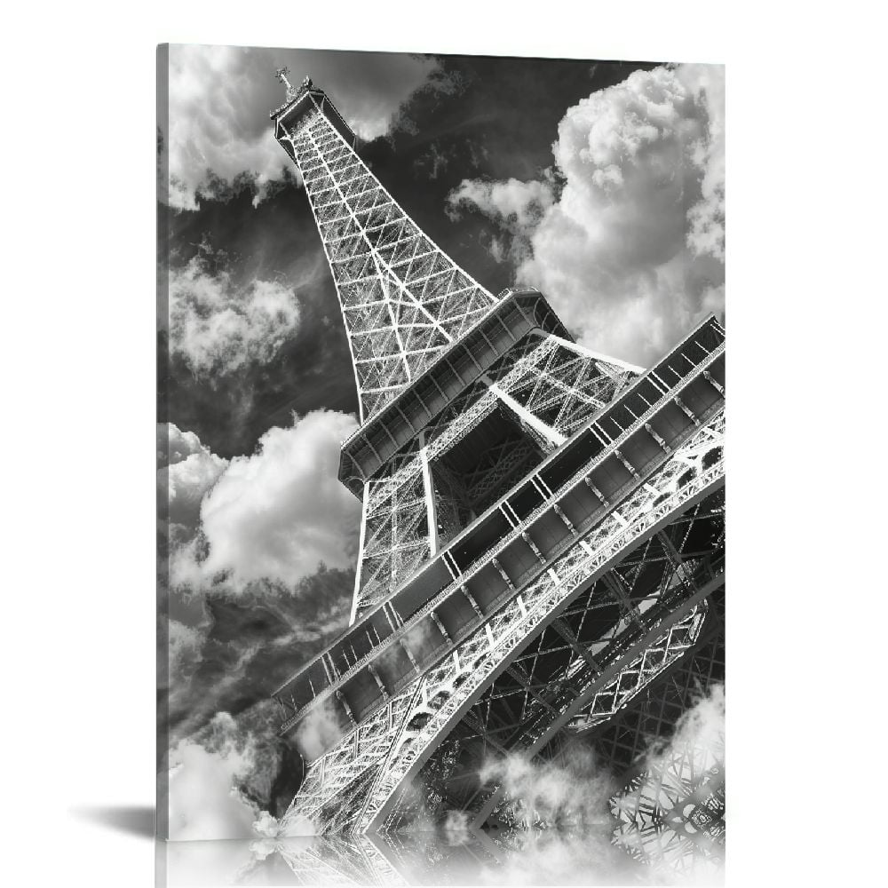 Fenyluxe Canvas Wall Art Black And White Eiffel Tower Canvas Print ...
