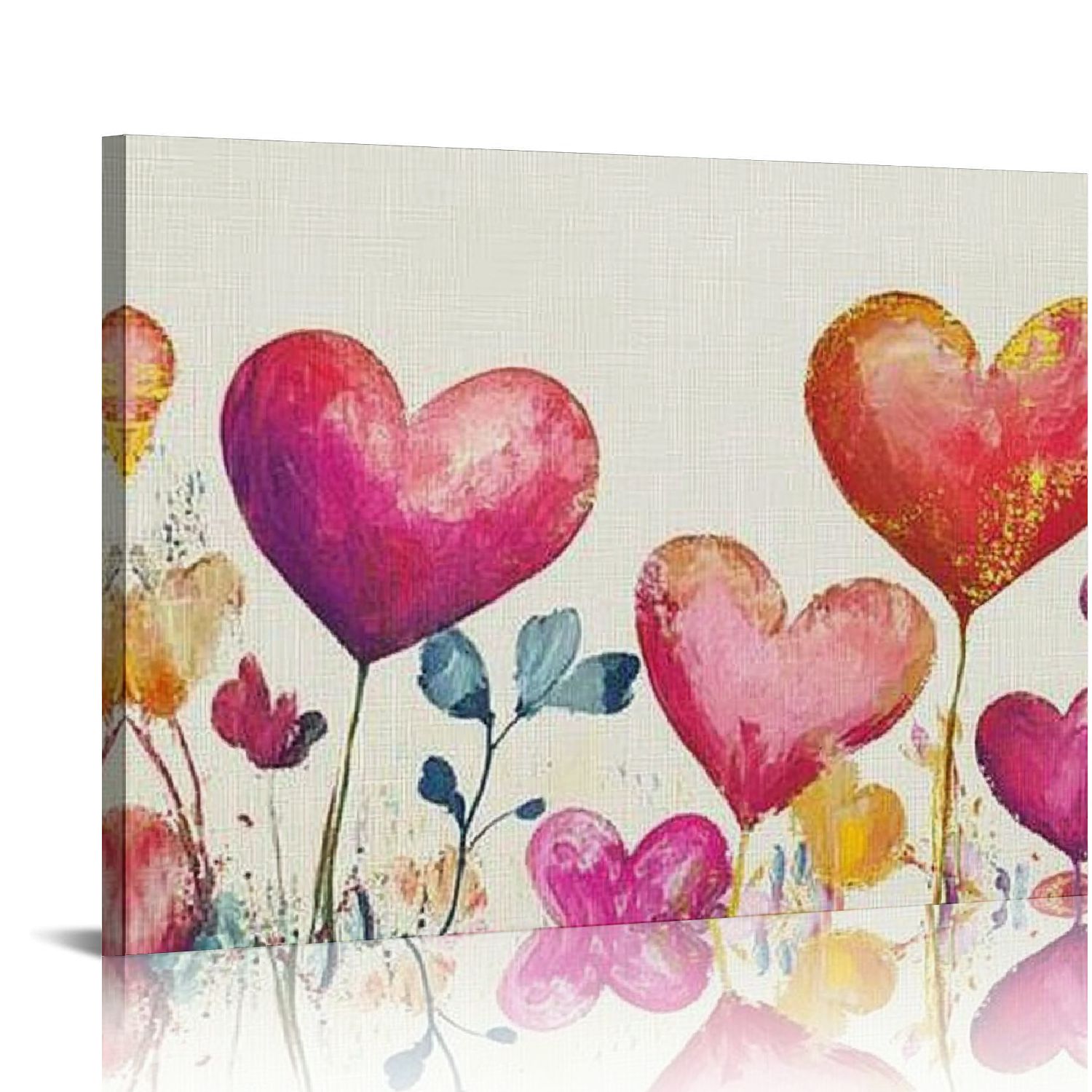 Fenyluxe Canvas Wall Art Hearts Flowers Painting Canvas Print for ...
