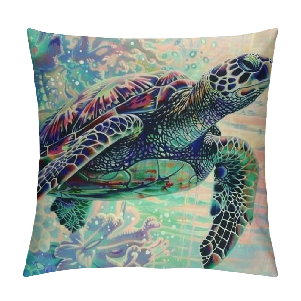Fenyluxe Cartoon Tortoise Cushion Covers,Kids Sea Turtle Throw Pillow ...