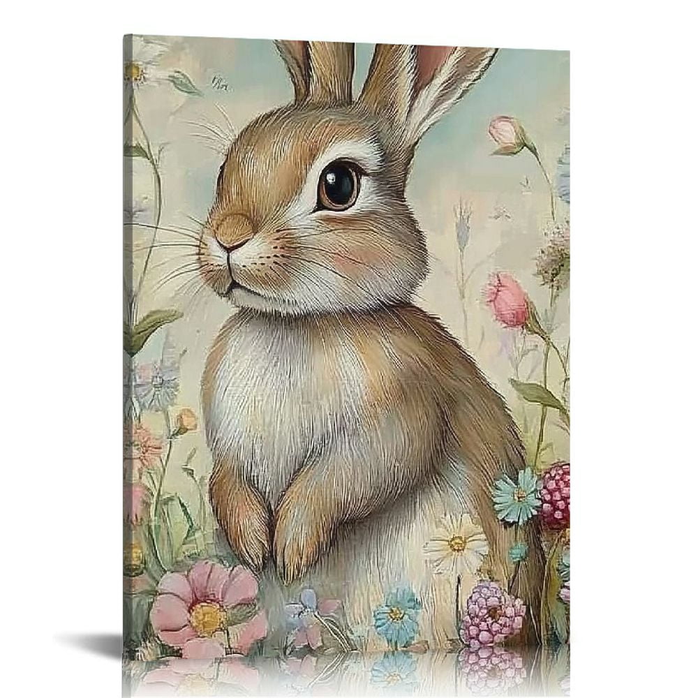 Fenyluxe Charming Easter Bunny Eggs Wall Art, Colorful Picture Posters ...