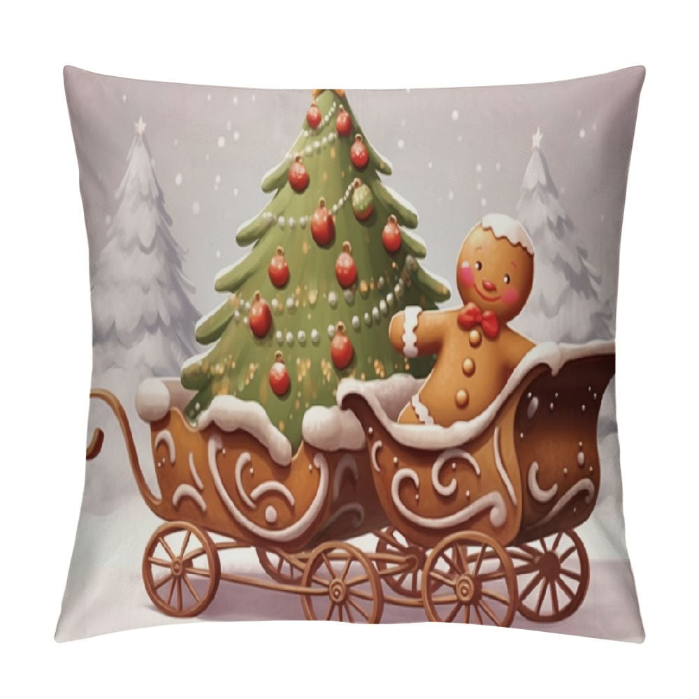 Fenyluxe Christmas Tree Gingerbread Man Sleigh Pillow Cushion Covers ...