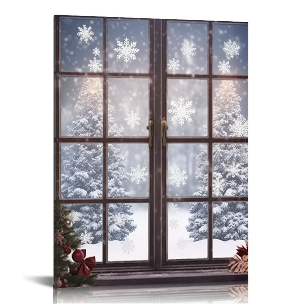 Fenyluxe Christmas Tree Snow Window Canvas Wall Decor for Home ...