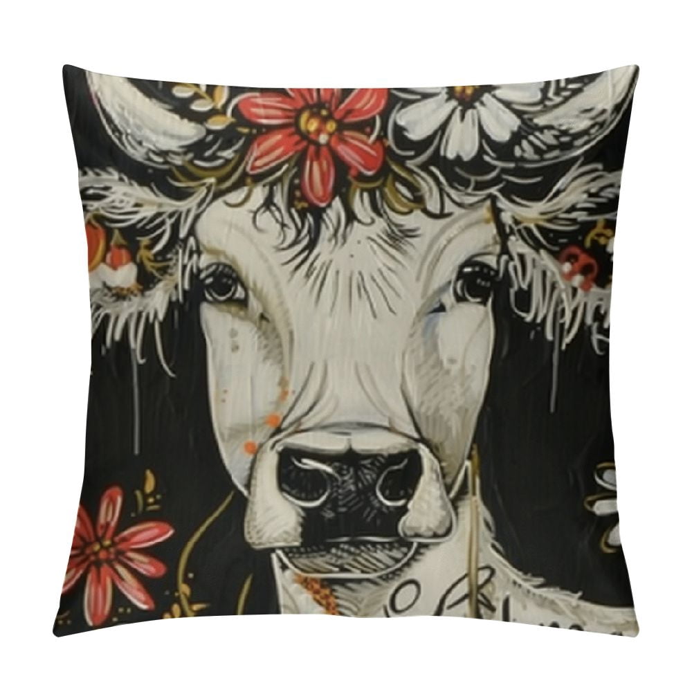 Fenyluxe Cow Gifts for Cow Lover,Cow Farmhouse Throw Pillow Covers Cow ...