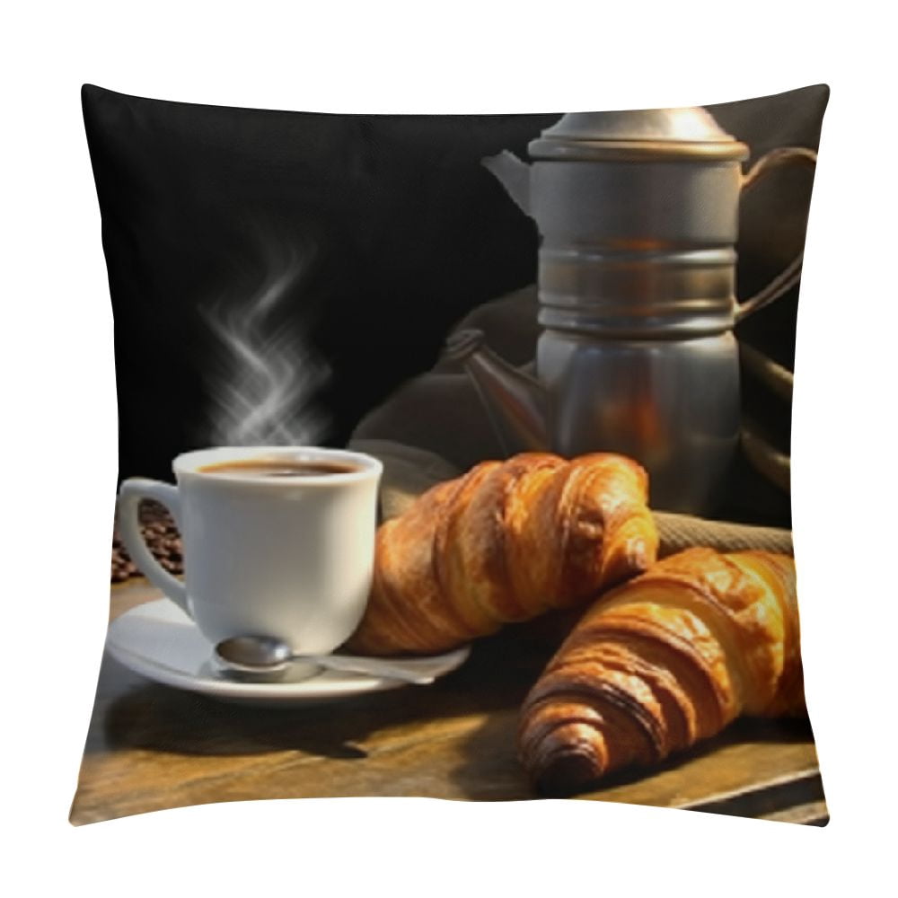 Fenyluxe Croissant Coffee Pillow Cushion Covers for Sofa Couch Bedroom ...