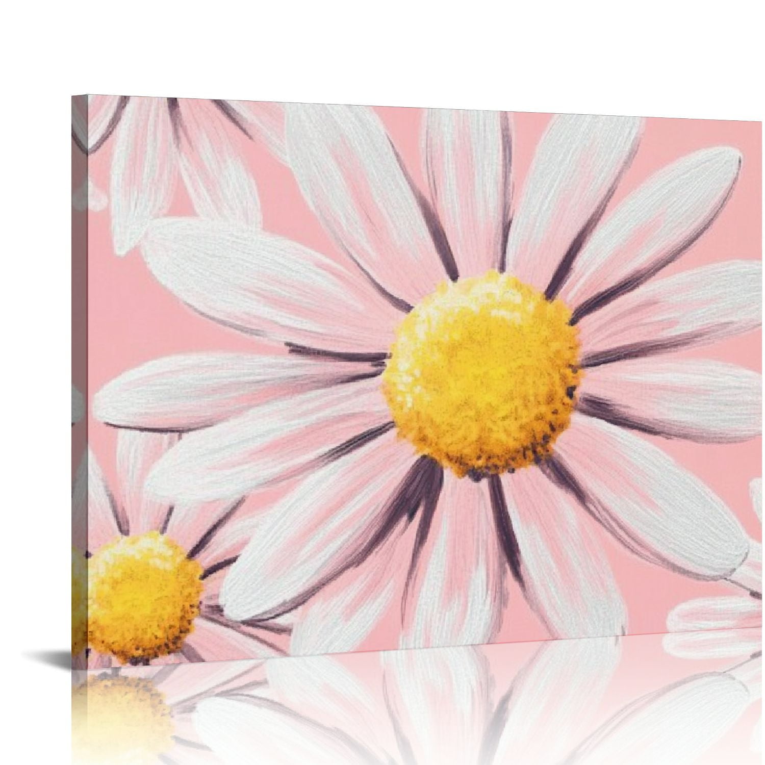 Fenyluxe Daisy Pink Flower Canvas Print Wall Art Ready To Hang 20x16in ...