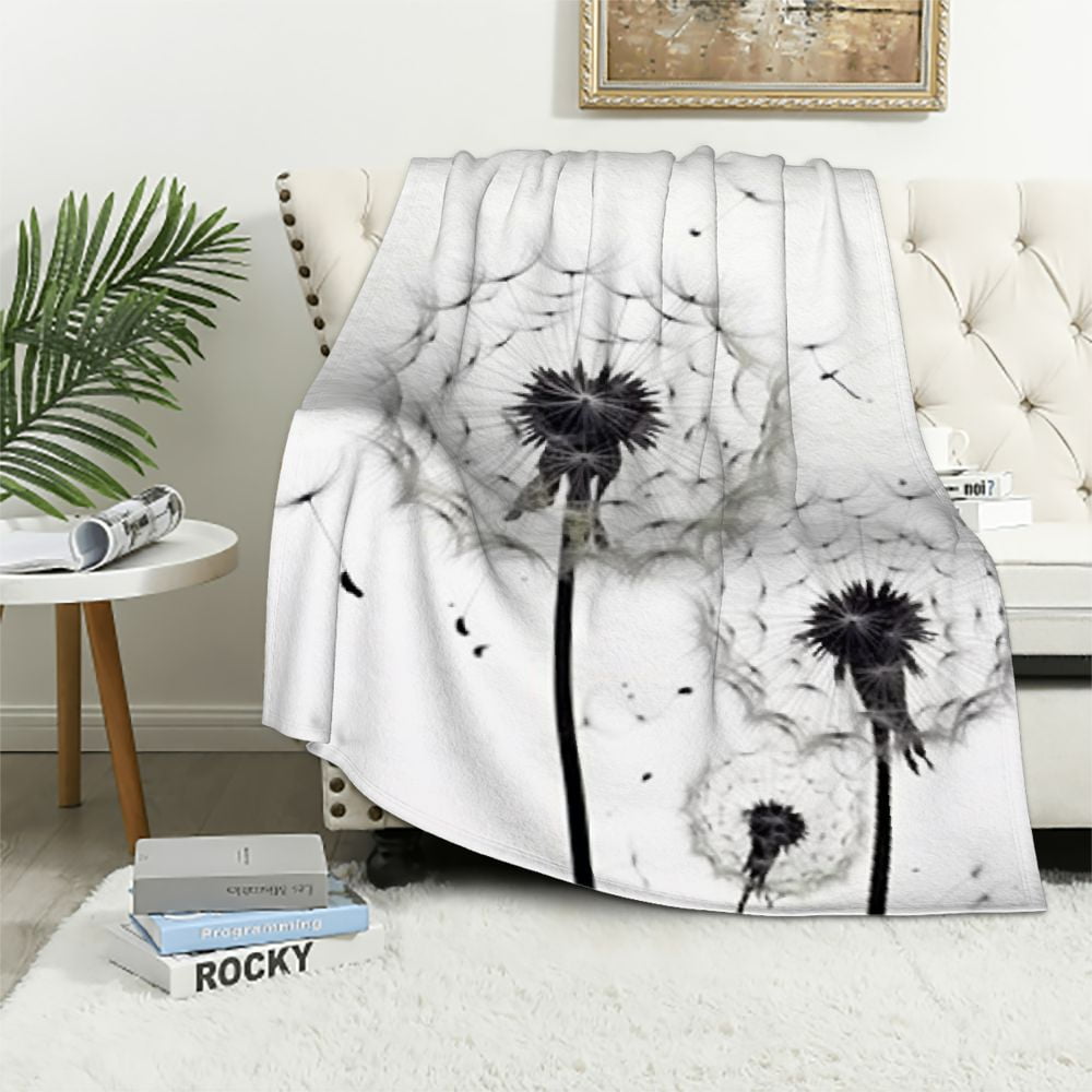 Fenyluxe Dandelion Flower Seeds Throw Blanket Bedding Cozy Lightweight ...