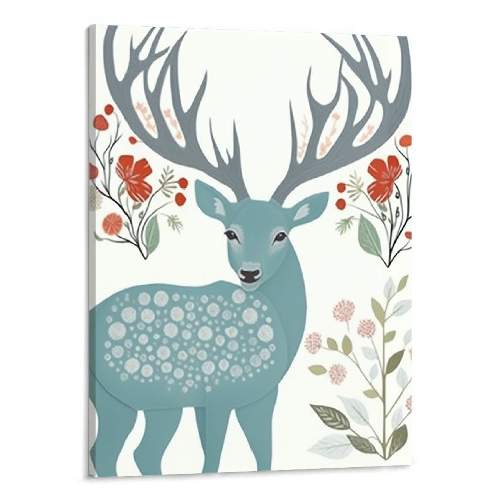 Fenyluxe Deer Wall Art Framed Abstract Elk Pictures Canvas Wall Art ...