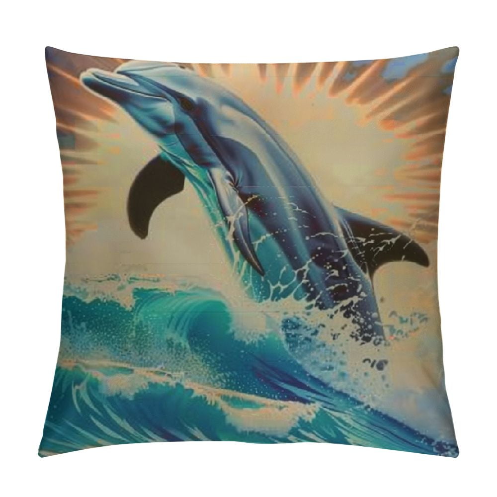Fenyluxe Dolphin Print Throw Pillow Covers Decorative Pillow Cover ...