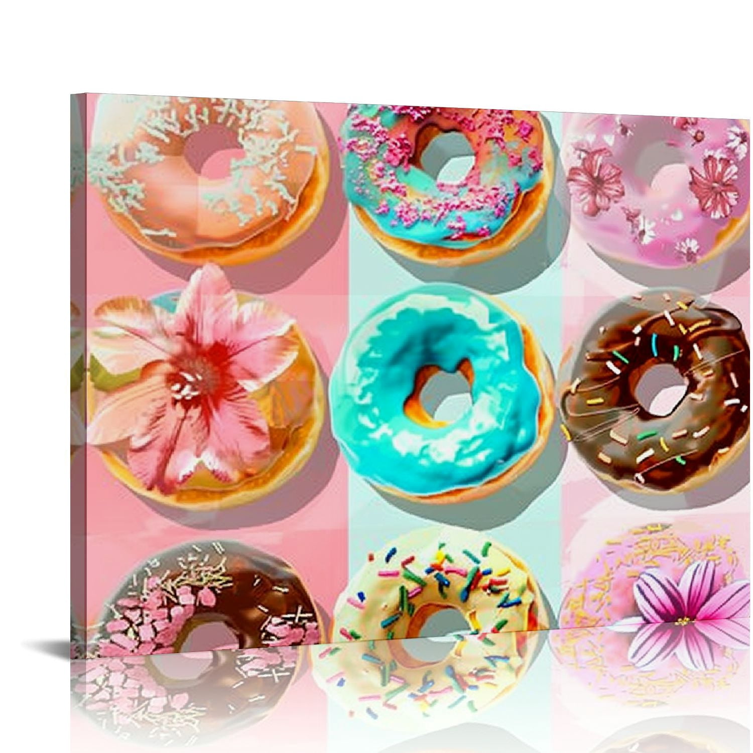 Fenyluxe Donuts Flowers Digital Art Canvas Prints Modern Wall Art Decor ...