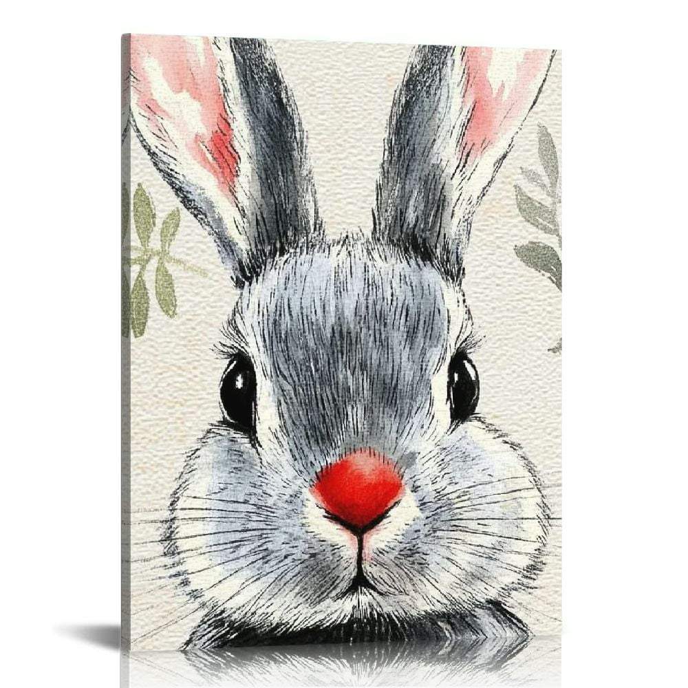 Fenyluxe Easter Bunny Canvas Wall Art Blue Gray Cute Rabbit Pictures ...