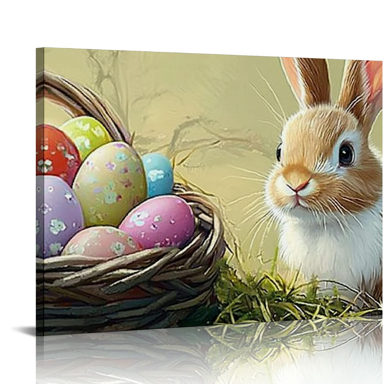 Fenyluxe Easter eggs bunny wall decor green painting stylish wall decor ...