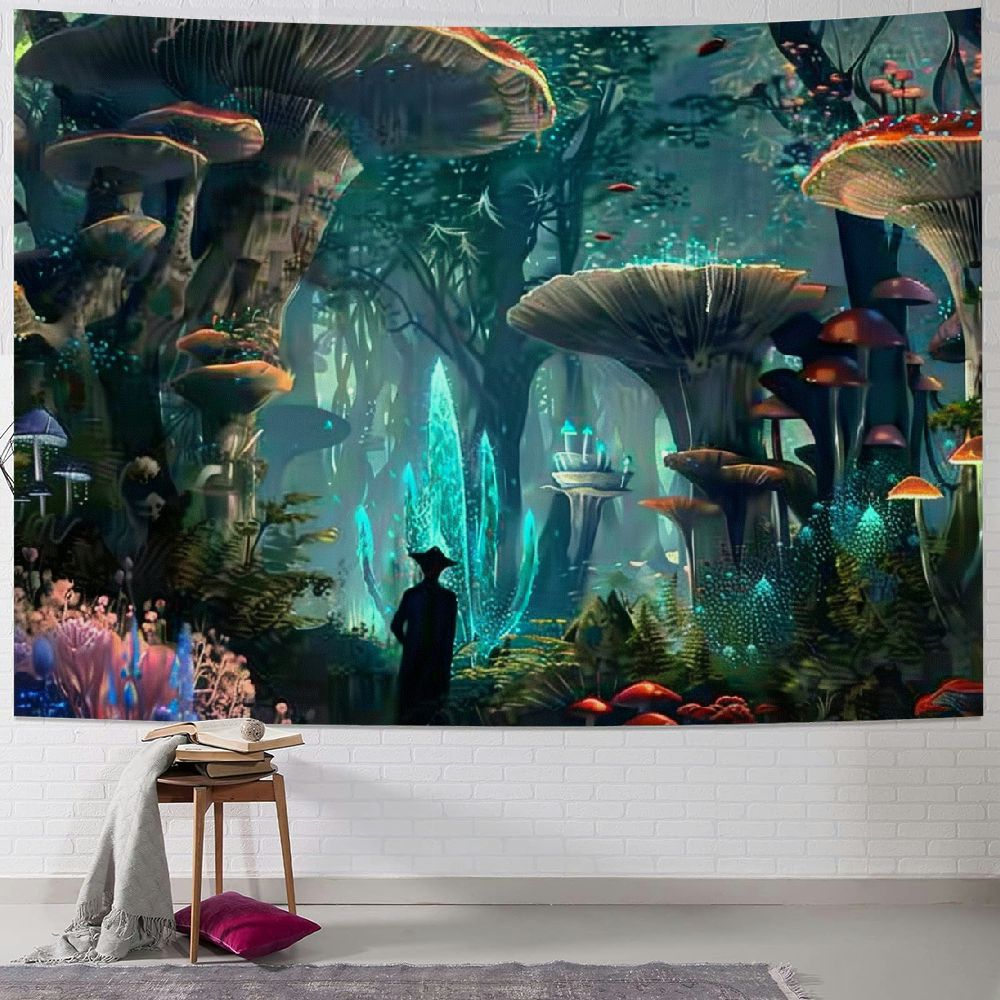 Fenyluxe Enchanted Forest Tapestry Mushroom Plant Fairy Tale Tree ...