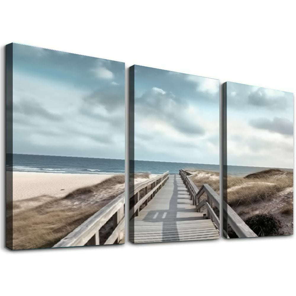 Fenyluxe Fall Decor Boardwalk Stairs Art Modern Canvas Wall Art 3 Piece ...