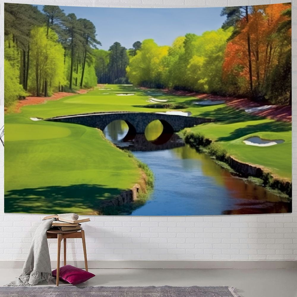 Fenyluxe Fall Forest Bridge Cave Print Tapestry - Unique Home Decor ...