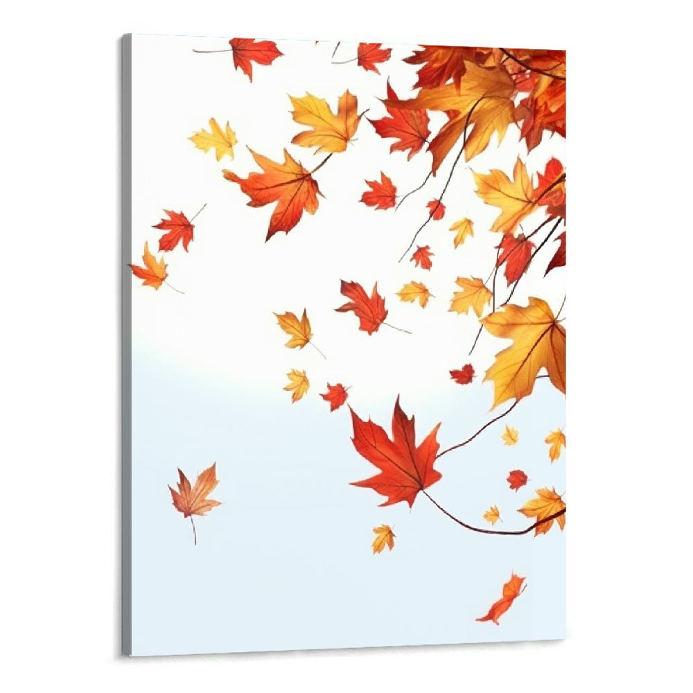 Fenyluxe Fall Leaf Wall Art For Bathroom Falling Red Orange Maple ...